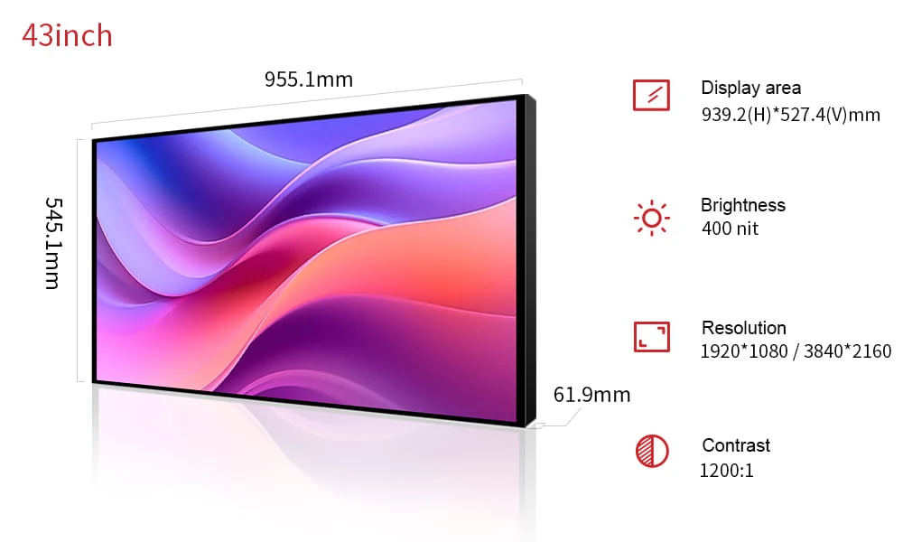 43 Inch Ultra-thin Bezel Display - Asianda